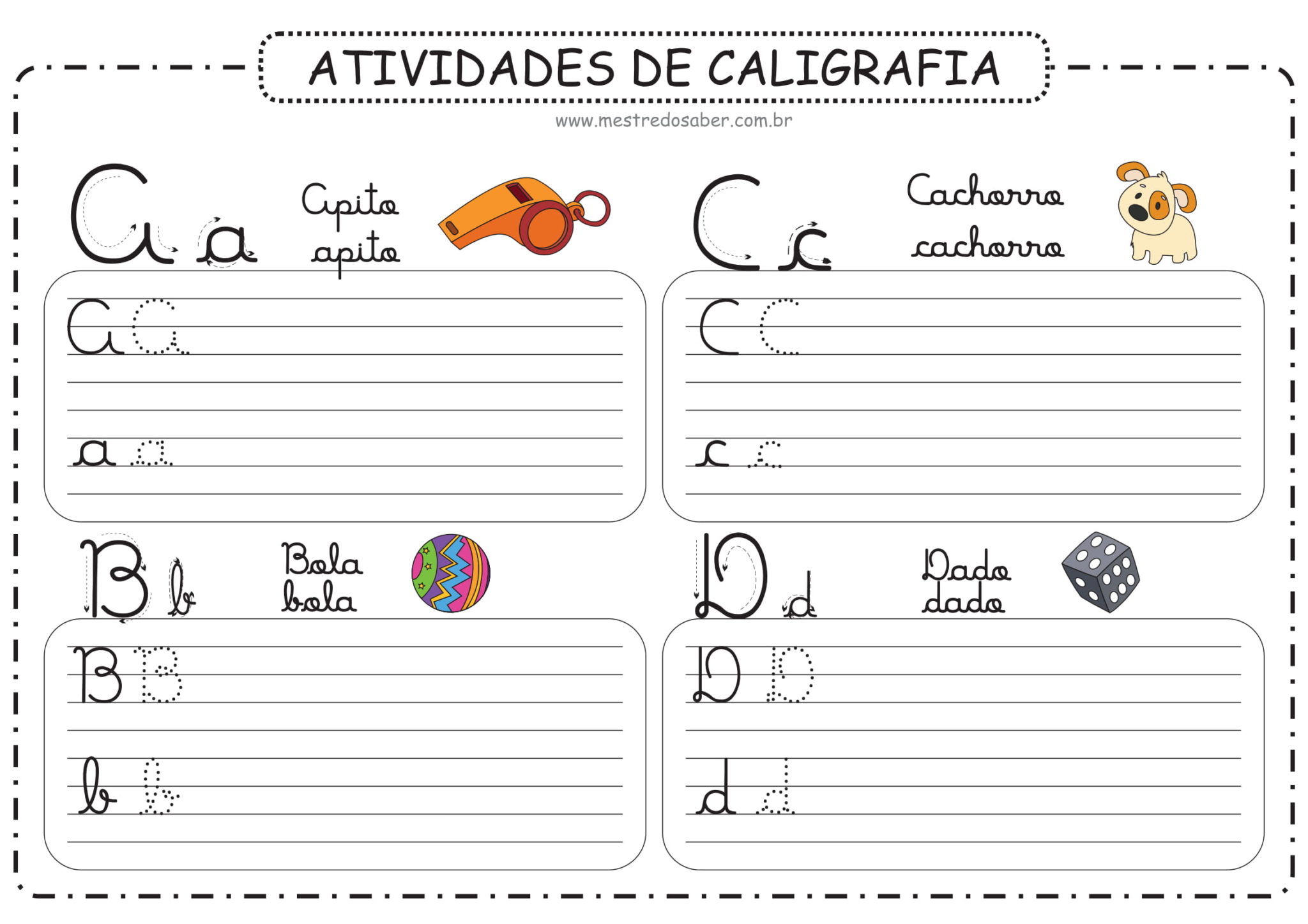 Atividades de Caligrafia - Alfabetização Mestre do Saber